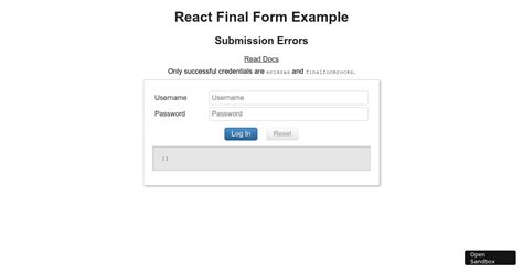 React Final Form Submission Errors Codesandbox