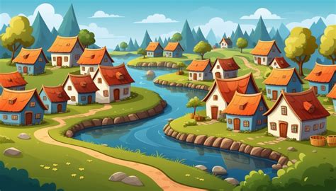 Village Background Small Village Clipart 3d Village Background Cute