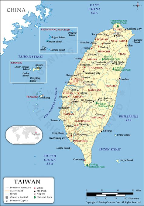 Taiwan Location And Size Map