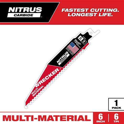 1pk 6 Wrecker™ W Nitrus Carbide™ Sawzall® Blade Milwaukee Tool