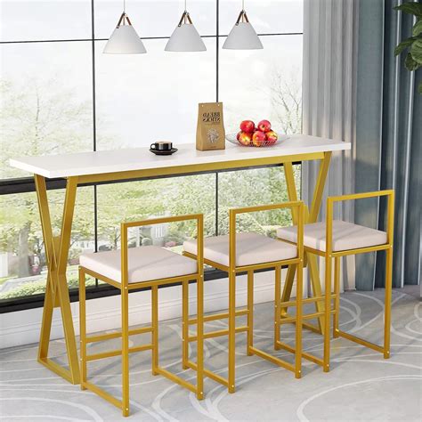 Tensun Modern Style 4 Piece Counter Height Bar Table And