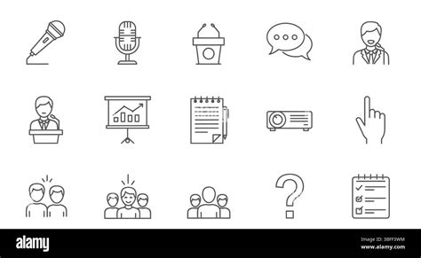 Set Of Linear Public Speaking Vector Icons Icon Sheet Stock Vector Image And Art Alamy