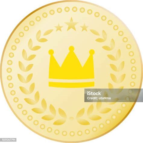 월계관과 왕관이 있는 금화 메달 일러스트 일러스트 소재 1위에 대한 스톡 벡터 아트 및 기타 이미지 1위 국왕 금메달 Istock
