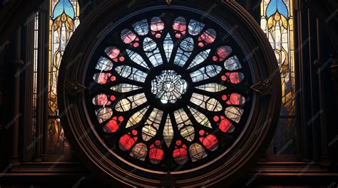 Premium Photo Gothic Elegance Rosette Window Stained Glass In A