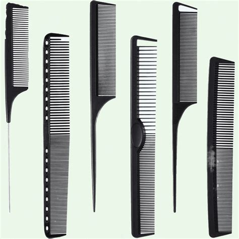 6 Piece Carbon Fiber Hair Combs Set Anti Static Heat Resistant Hairdressing Comb Fine And Wide