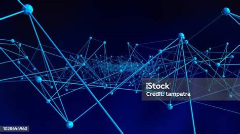 블루 디지털 데이터 및 네트워크 연결 삼각형 선과 검은 배경 3d 추상 그림에 기술 개념 분야 3차원 형태에 대한 스톡 사진 및 기타 이미지 Istock