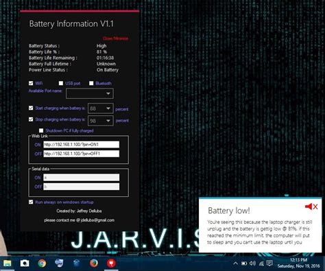 Laptop Automatic Startstop Charging Using Arduino Yun Shield And