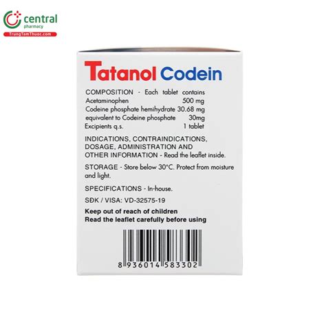 Thuốc Tatanol Codein Điều Trị đau đầu đau Thắt Lưng Hiệu Quả