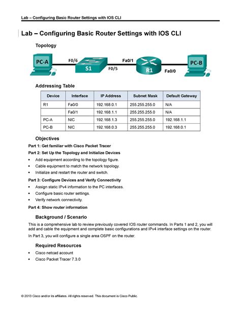Week11 Lab Build A Network With Switch And Router With Packet Tracer Lab Configuring Basic