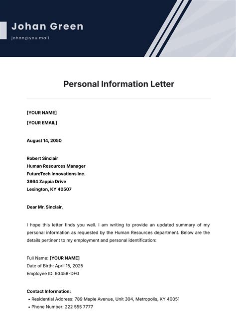Free Personal Information Letter Template To Edit Online