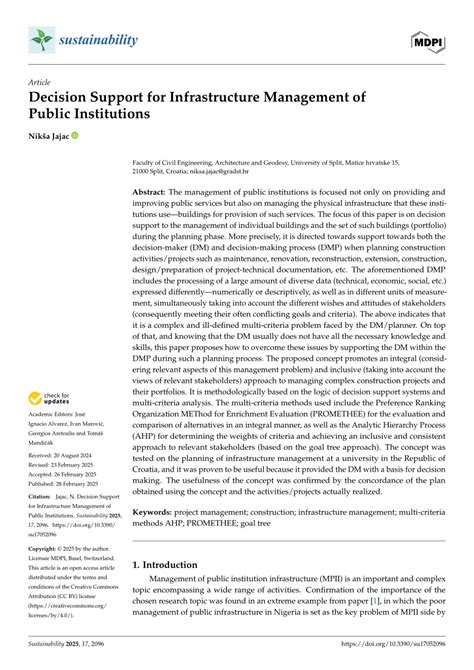 Pdf Decision Support For Infrastructure Management Of Public Institutions