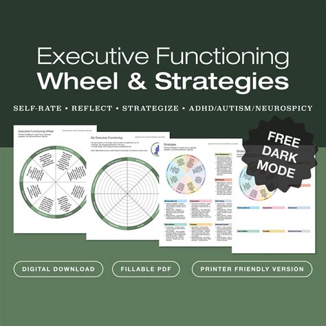 Executive Functioning Wheel — Adhd Autism Neurodivergent Self Rating