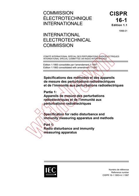 Cispr 16 1 1993 Specification For Radio Disturbance And Immunity Measuring Apparatus And Methods