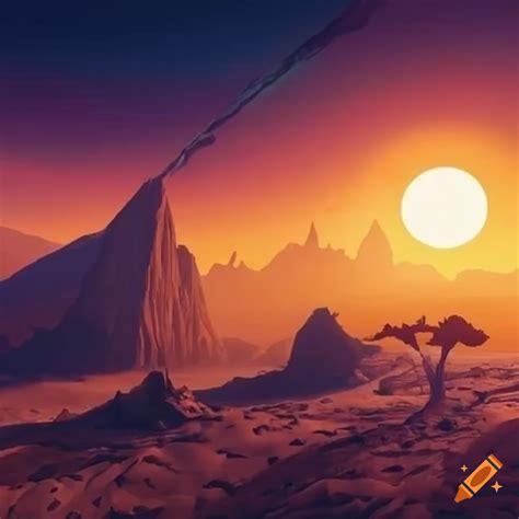 Epic Landscape Under Multiple Suns Inspired By Destiny An Enormous