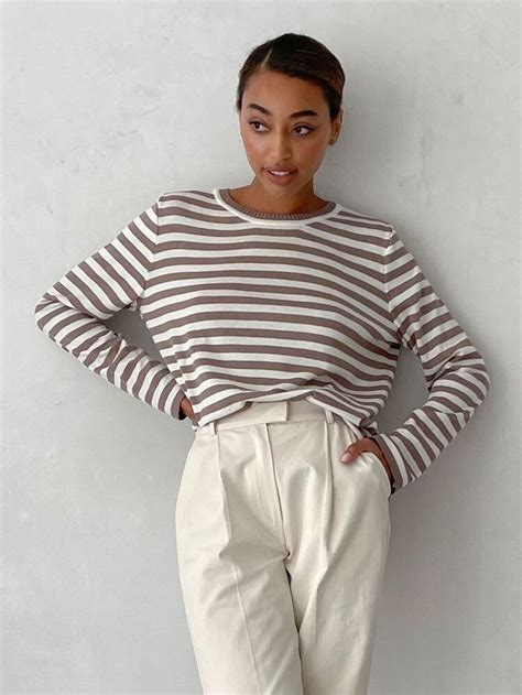 свитер Striped Knitted Sweater Striped Sweaters Women Fashion