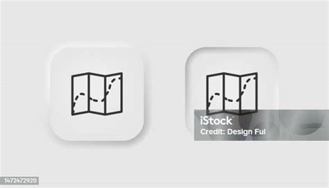 뉴모피즘 스타일의 핀 아이콘이 있는 지도 비즈니스 아이콘 흰색 Ui Ux 여행 기호입니다 도로 여행 Broshure 지도 내비게이션 및 도로 빨간 핀이 있는 위치 표지판