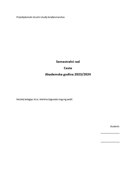 Tehnički Opis Ceste Pdf