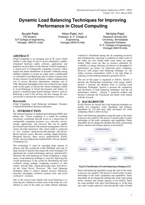 pdf dynamic load balancing techniques for improving performance in