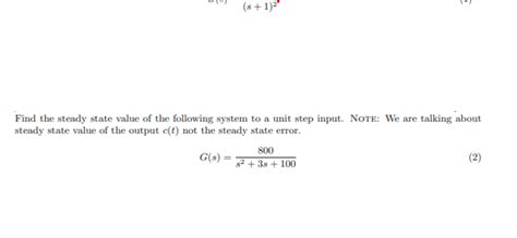 Solved Find The Steady State Value Of The Chegg