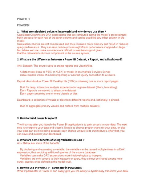 power bi interview qa word pdf business intelligence microsoft excel