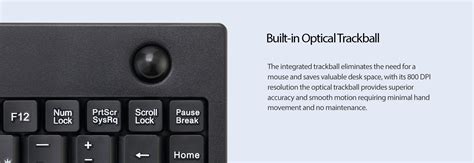 Adesso AKB 310UB Mini Trackball Keyboard USB 87 Keys Black Network Hardwares