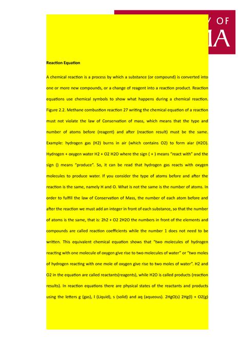 A Documents Chemistry Reaction Equation Reaction Equation A