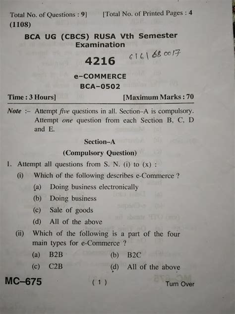 Bca E Commerce Question Paper Hpu