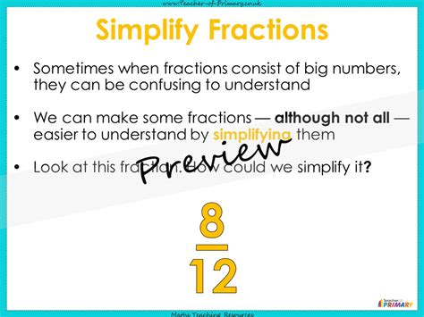 Simplifying Fractions Year 6 Teaching Resources