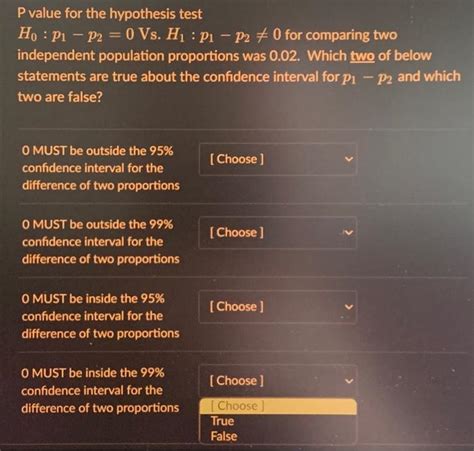 solved p value for the hypothesis test h0 p1−p2 0 vs