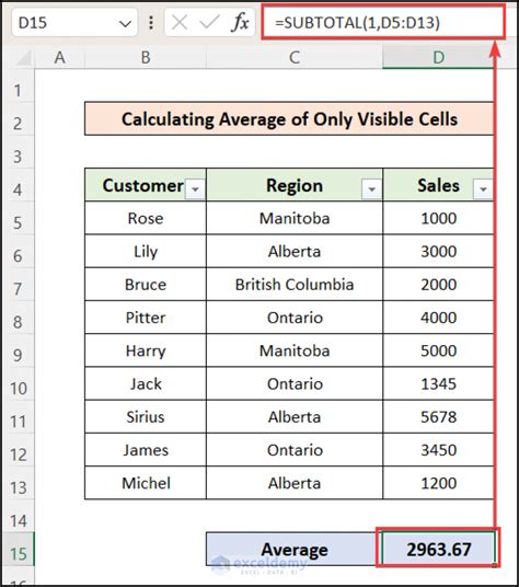How To Average Only Visible Cells In Excel 3 Quick Methods
