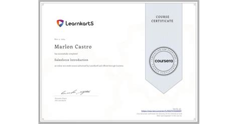 Completion Certificate For Salesforce Introduction Marlon Castro
