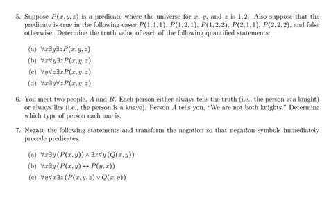 solved 5 suppose p x y z is a predicate where the