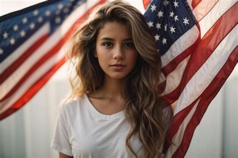 Premium Photo A Girl Holding Usa Flag