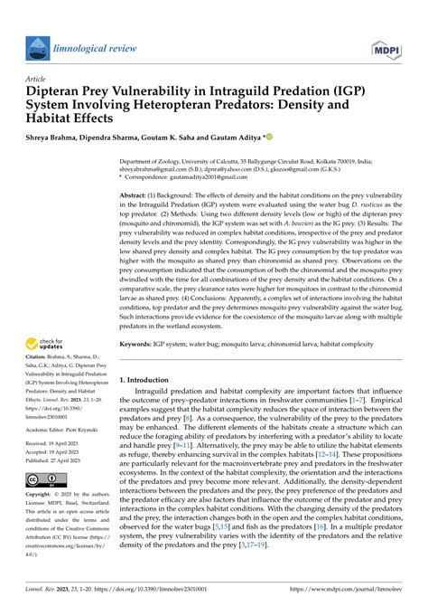 Pdf Dipteran Prey Vulnerability In Intraguild Predation Igp System