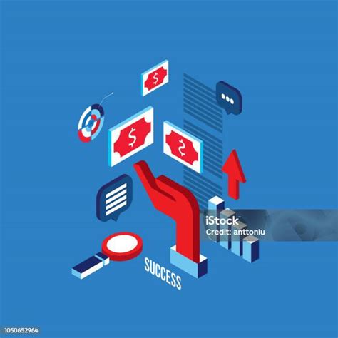 성공적인 비즈니스 프로세스 개념 아이디어 연구 Hardwork 성공 3d 등각 투영 평면 디자인 3차원 형태에 대한 스톡 벡터