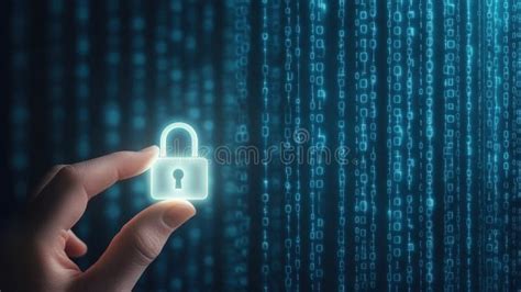 A Digital Lock Symbol Against A Backdrop Of Binary Code Representing