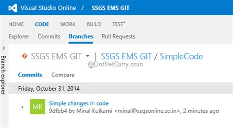 Visual Studio Online With Git DotNetCurry