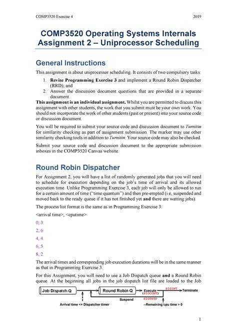 Assignment 2 Round Robin Process Scheduling Comp3520 Exercise 4