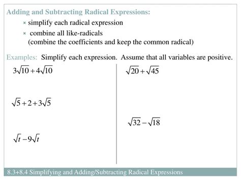 PPT In This Section We Will Simplify Square Roots Simplify Higher Order Roots PowerPoint