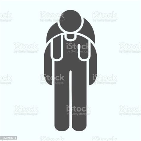 관광 솔리드 아이콘입니다 흰색에 격리 된 배낭 벡터 일러스트를 가진 사람 관광 여행자 문일 스타일 디자인 웹 및 응용 프로그램을 위해 설계 Eps 10 10에 대한 스톡