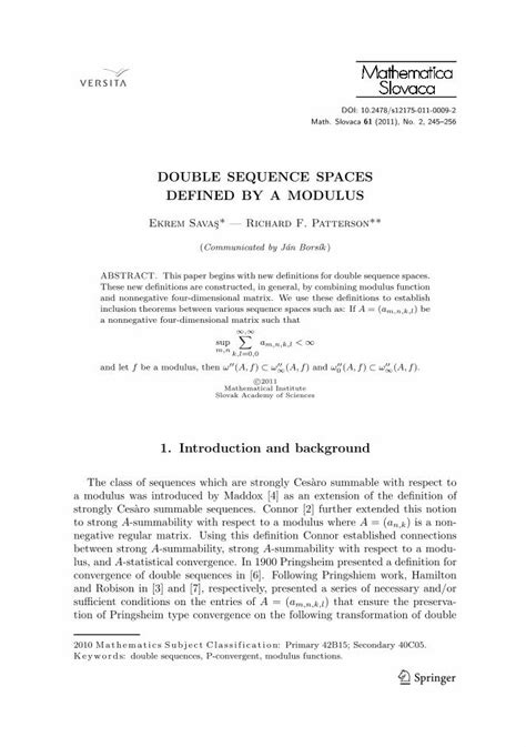 Pdf Double Sequence Spaces Defined By A Modulus Dokumentips