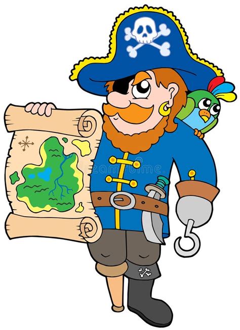 Pirate With Treasure Map Stock Vector Illustration Of Bone