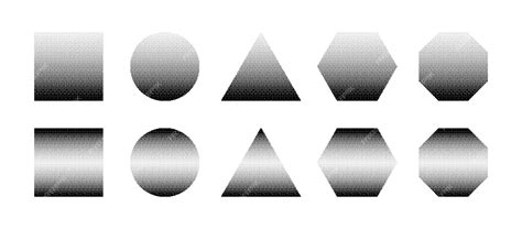 흰색에 격리된 비트맵 선형 그라데이션 벡터 세트가 있는 기본 도형 프리미엄 벡터