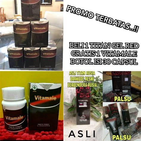 Jual Titan Gell Red Original 50ml Beli 1 Gratis Vitamale Botol Isi 30 Capsul Shopee Indonesia