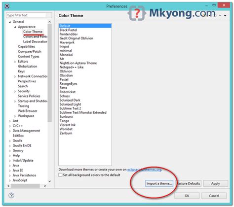 How To Change Eclipse Theme Mkyong Com