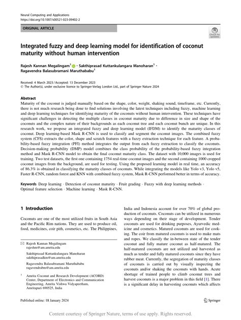 Integrated Fuzzy And Deep Learning Model For Identification Of Coconut Maturity Without Human