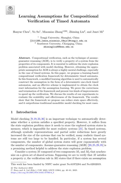 Pdf Learning Assumptions For Compositional Verification Of Timed Automata
