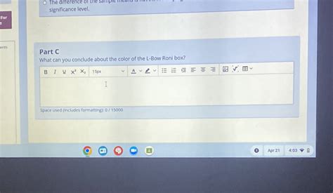The Difference Of The Sampie Ine Significance Level Part C What Can