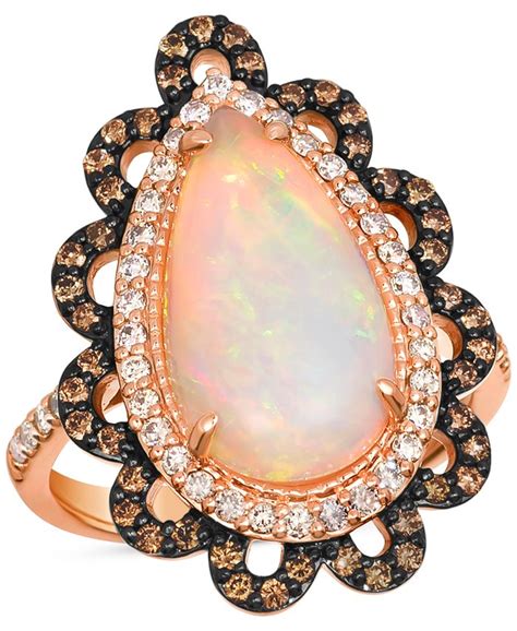 Le Vian Neopolitan Opal 5 1 5 Ct T W And Diamond 3 4 Ct T W Pear Halo Ring In 14k Rose
