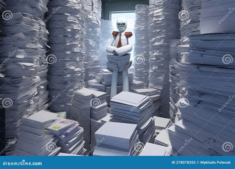 Android Robot For Working With Archive Documents Neural Network Ai Generated Stock Illustration